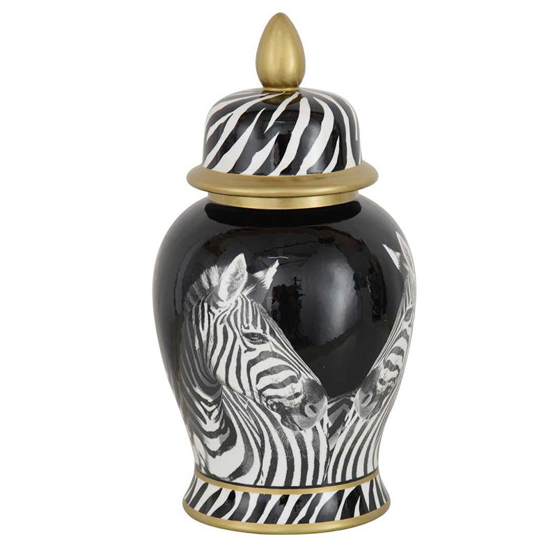 Zebra Temple Jar – Cream Design