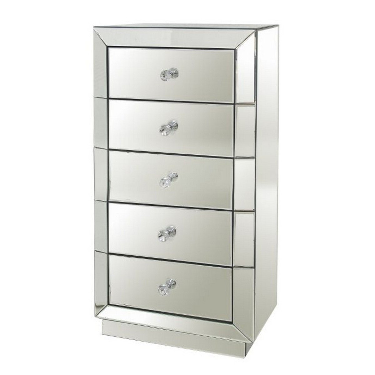 Margo 5 Drawer Mirrored Tallboy – Cream Design